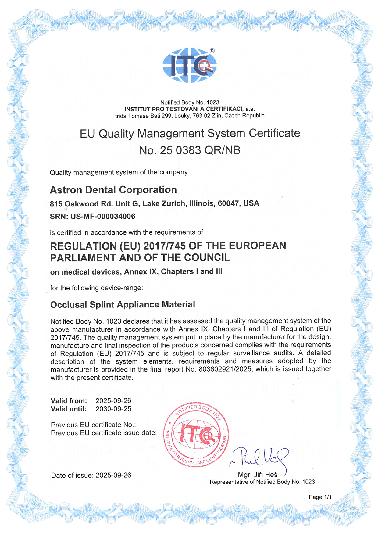 Certifications | Astron Dental